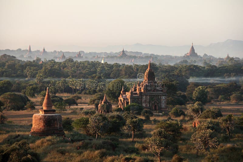Bagan at sunset stock photo. Image of archeology, chedi - 45672676