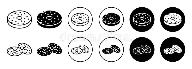 Bagel Bread Icon Outline Flat Icon Stock Vector - Illustration of swirl ...