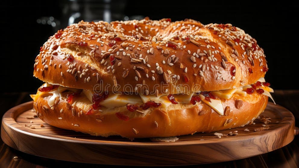 Bagel on Dark Background. Bagel Studio Shot. Generative AI. Stock ...