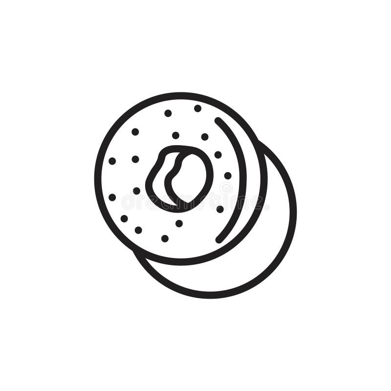 Bagel Icon Flat Line Illustration Stock Vector - Illustration of ...