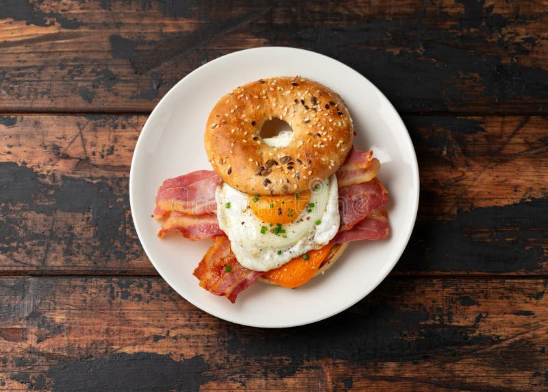 Bagel Sandwich with Bacon, Egg and Cheese. Breakfast Stock Image ...