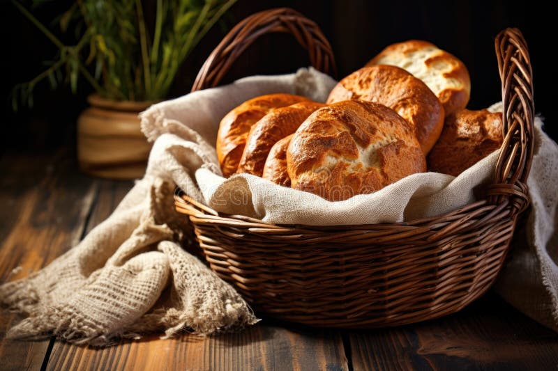 Bagels Arranged in a Basket with a Rustic Background Stock Illustration ...