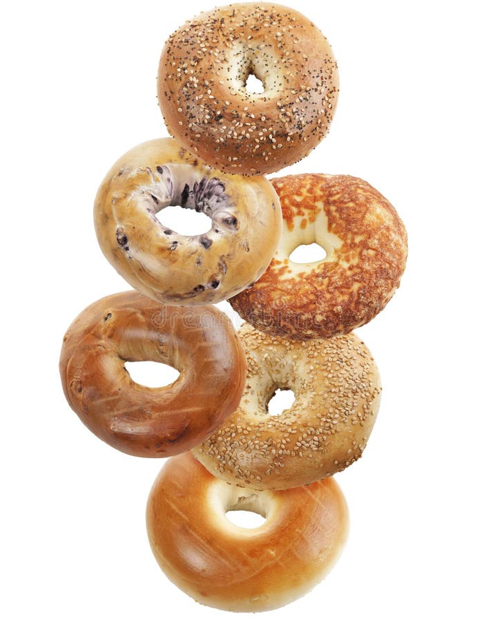 Bagels Isolated on White Background Stock Photo - Image of bagel, bread ...