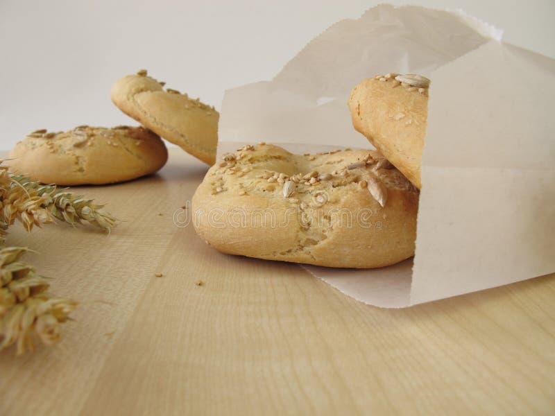 Bagels in paper bag stock photo. Image of baked, homemade - 53760228