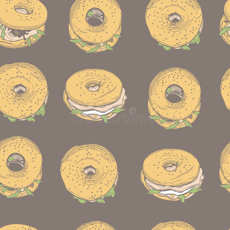 Bagels. Vector pattern stock vector. Illustration of pastry - 233764151