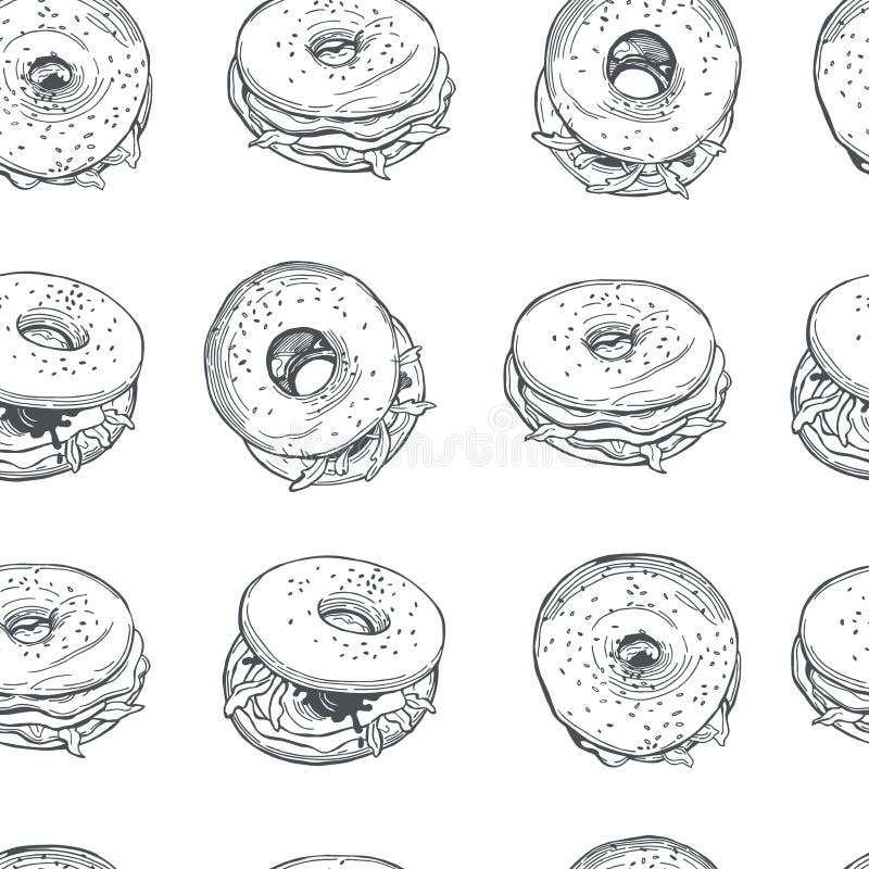 Bagels. Vector pattern stock vector. Illustration of delicious - 239609795