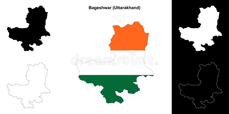 Bageshwar outline map stock illustration. Illustration of empty - 368885458