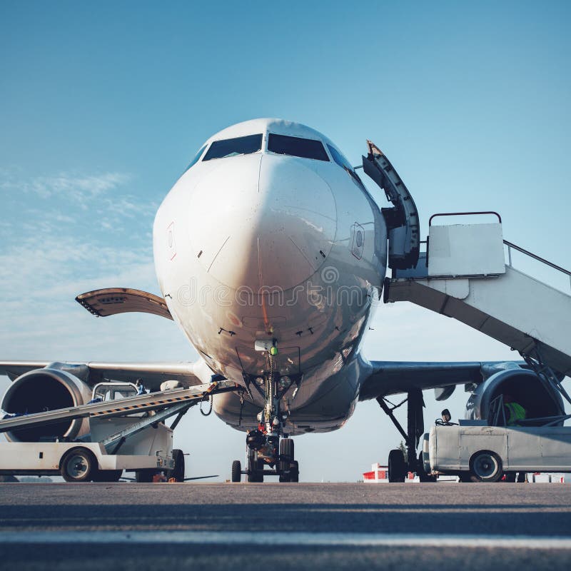 Baggage is Loading into of the Aircraft Stock Photo - Image of aviation ...