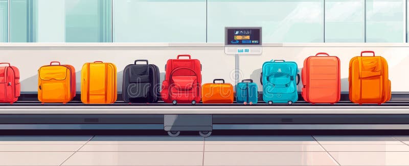 Baggage is Moving through an Airport Security Scanner on a Conveyor ...