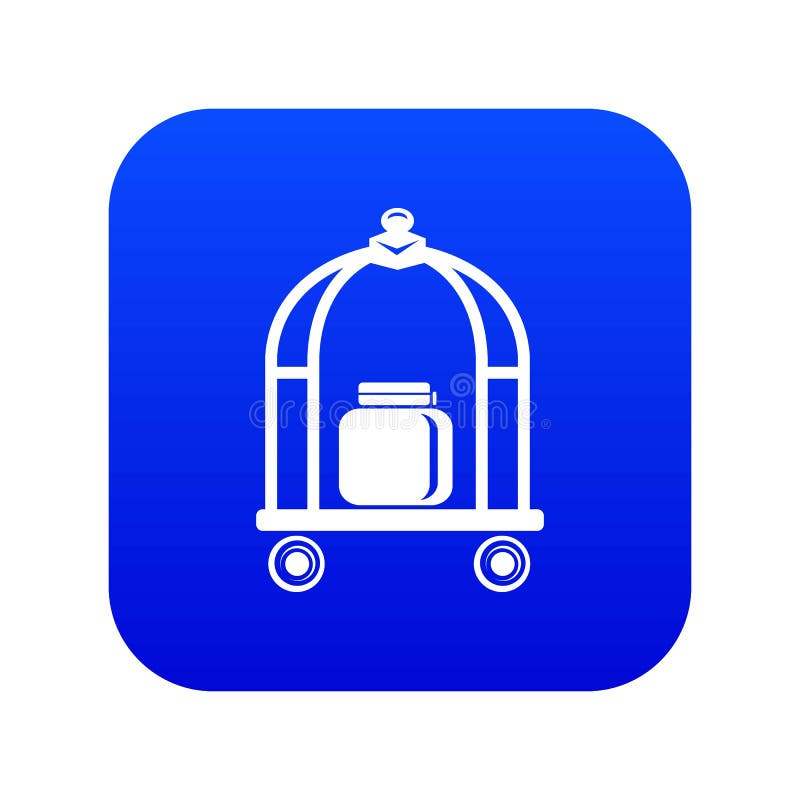 Baggage Trolley Icon Blue Vector Stock Vector - Illustration of object ...