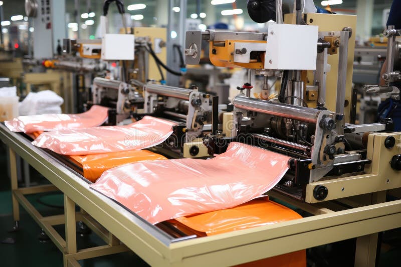Bagging Equipment on Production Line Stock Image - Image of technology ...
