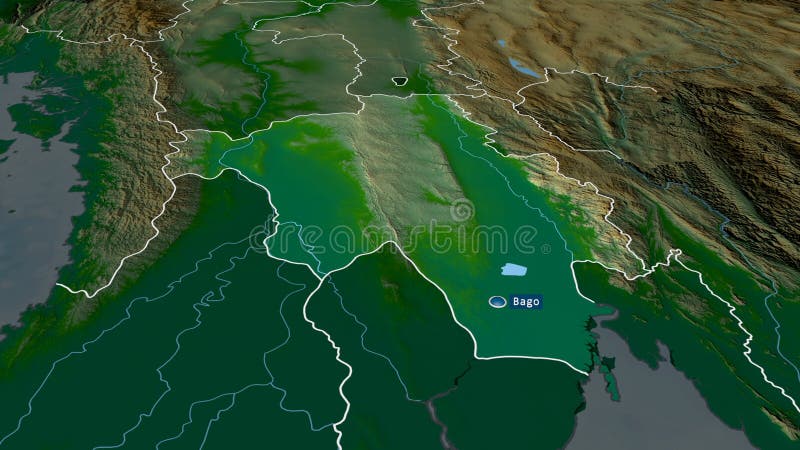 Bago Red Highlighted in Map of Myanmar Stock Illustration ...
