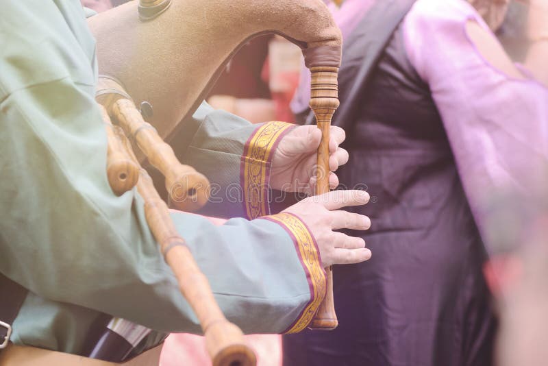 Bagpipe Instrument in a Traditional Medieval Festival. Stock Image ...