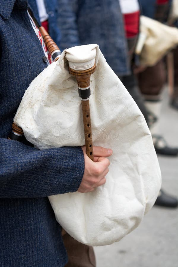 Typical Player In Traditional Bergamo Bagpipe From The Alpine Valleys ...