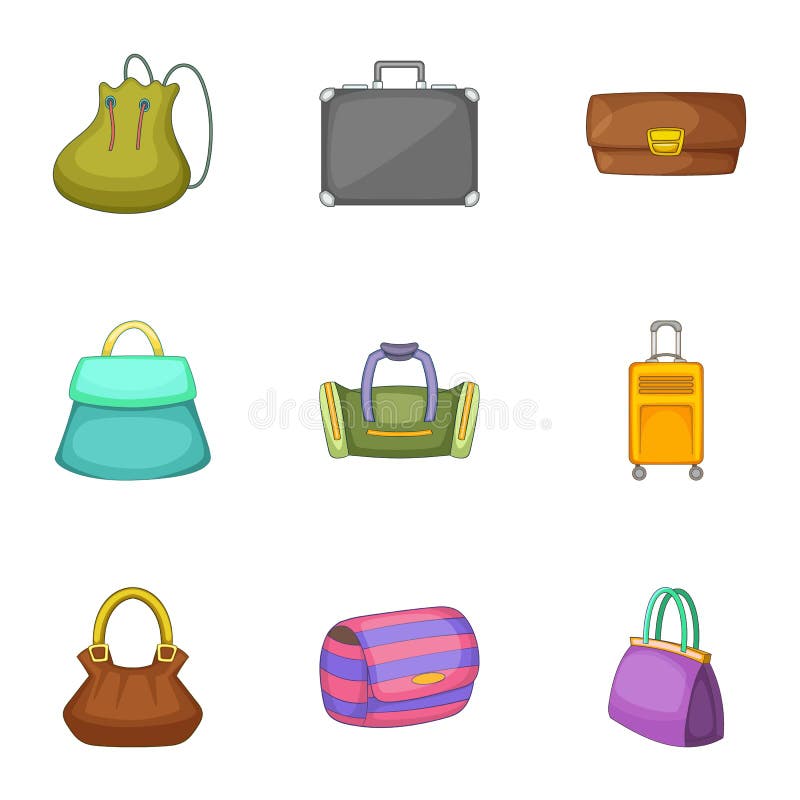 Bags for All Occasions Icons Set, Cartoon Style Stock Vector ...