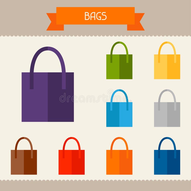 Bags Colored Templates for Your Design in Flat Stock Vector ...