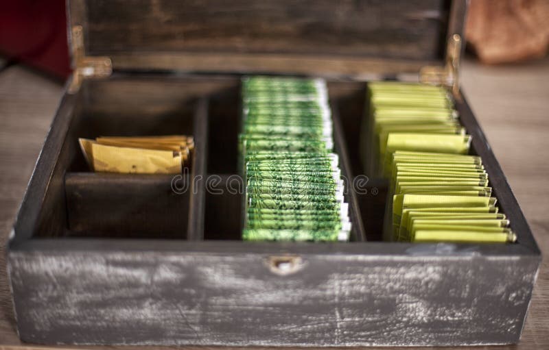 Bags of Different Tea in a Beautiful Box Stock Image - Image of gift ...