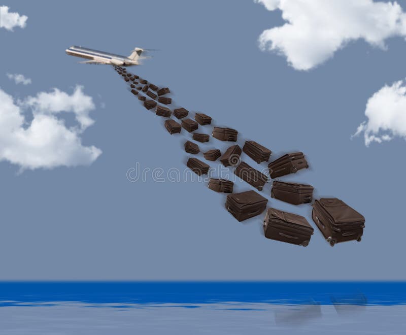 Bags Falling from a Passenger Airplane Stock Image - Image of airport ...