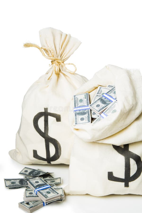 Bags Full of Money in a White Background Stock Photo - Image of ...