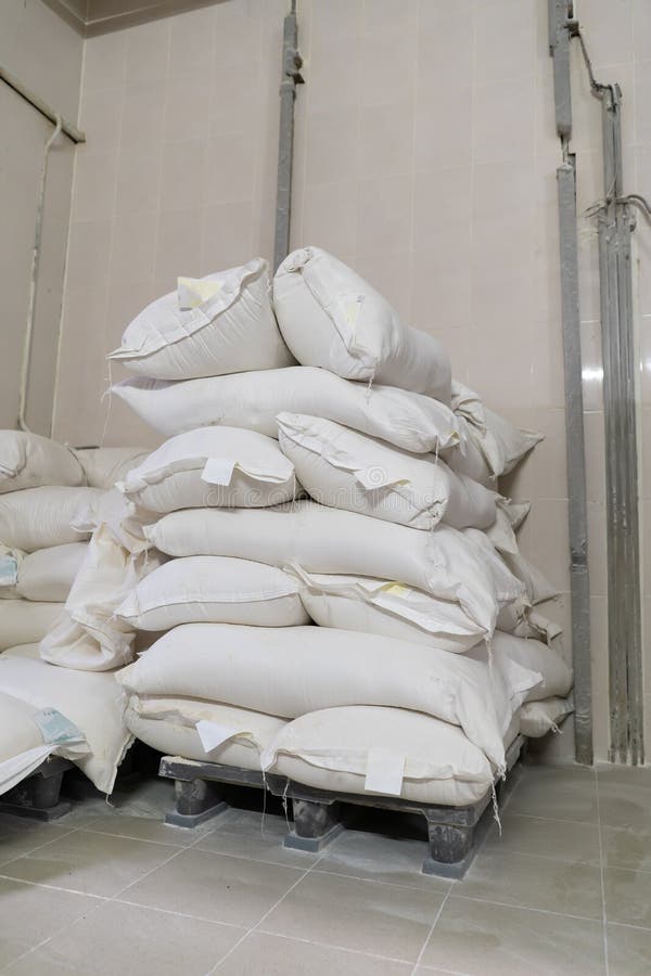Bags of Flour are in the Bakery Warehouse Stock Photo - Image of ...