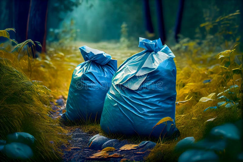 Bags of Garbage are Lying on the Grass. Generative AI, Generative, AI ...