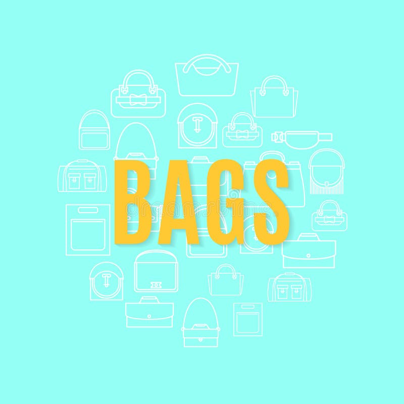 Bags Line Icons in Circle Shape Stock Vector - Illustration of ...