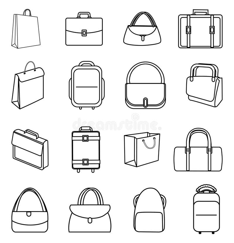 Bags line icons set stock vector. Illustration of market - 53376303