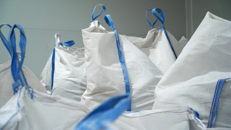 Bags with Loop Handles Filled with Recyclable Plastic Materials Stock Video - Video of ...
