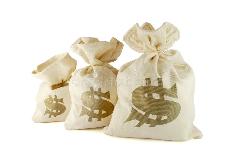 A View of Three Money Bags with US Dollar Sign Stock Photo - Image of ...