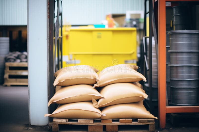 Bags of Organic Worm Castings Stacked in a Storage Unit Stock Image ...