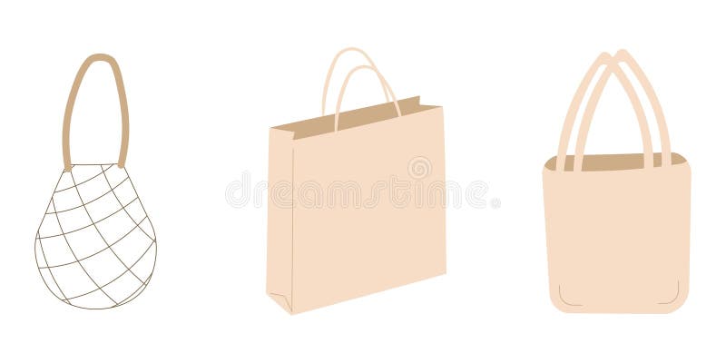 Bags Reusable Eco Bio Zero Waste Set Stock Vector - Illustration of ...