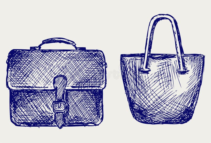 Bags sketch stock vector. Illustration of hand, object - 26975278