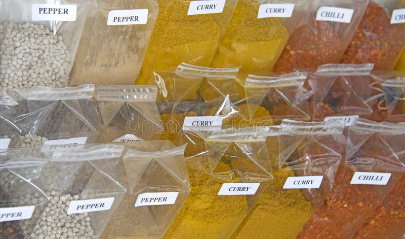 Bags of spices stock photo. Image of herb, colorful, clear - 74055354