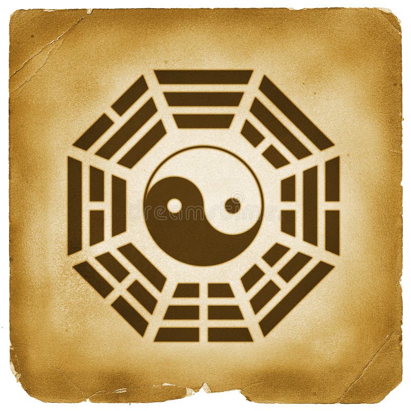 Bagua Yin Yang Symbol Aged Paper Stock Illustration - Illustration of ...