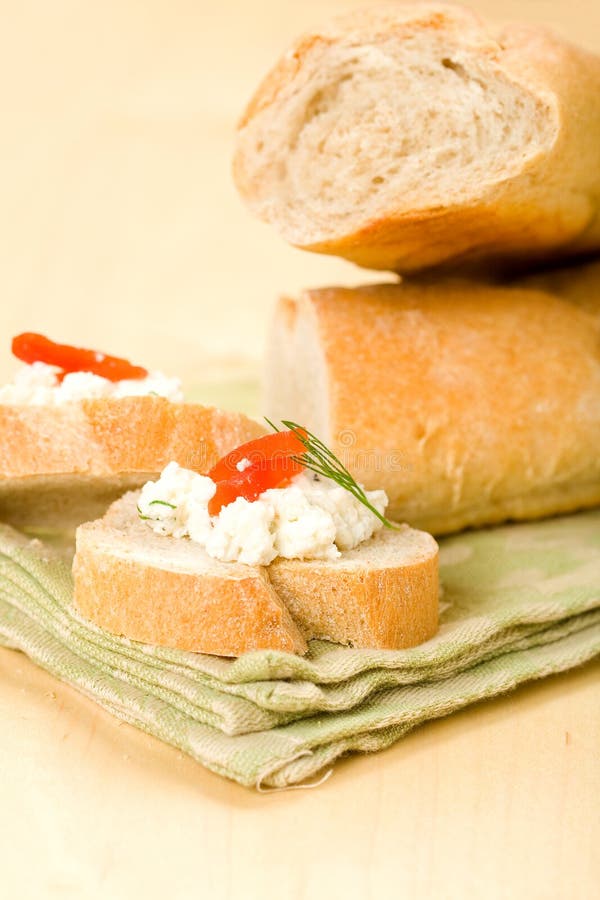 Baguette with Appetizer stock photo. Image of long, snack - 10434784