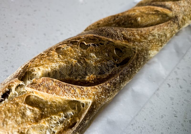 Baguette Artisan Bread on a Counter Stock Photo - Image of food, baker ...