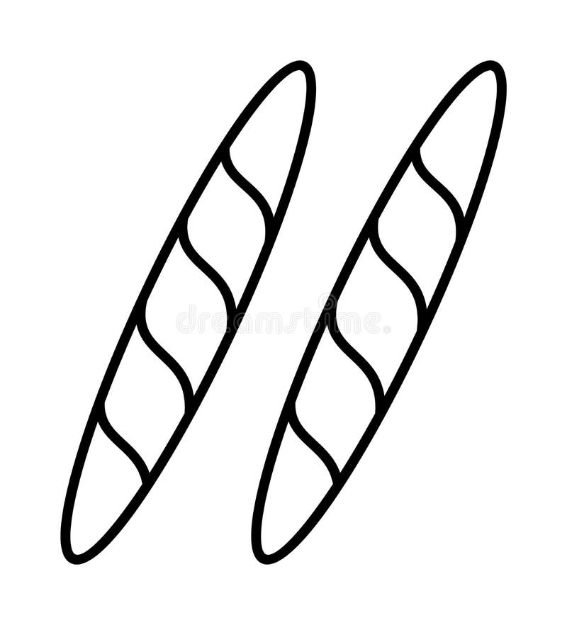 Baguette, Bakery, Bread Vector Icon on Transparent Background. Outline ...