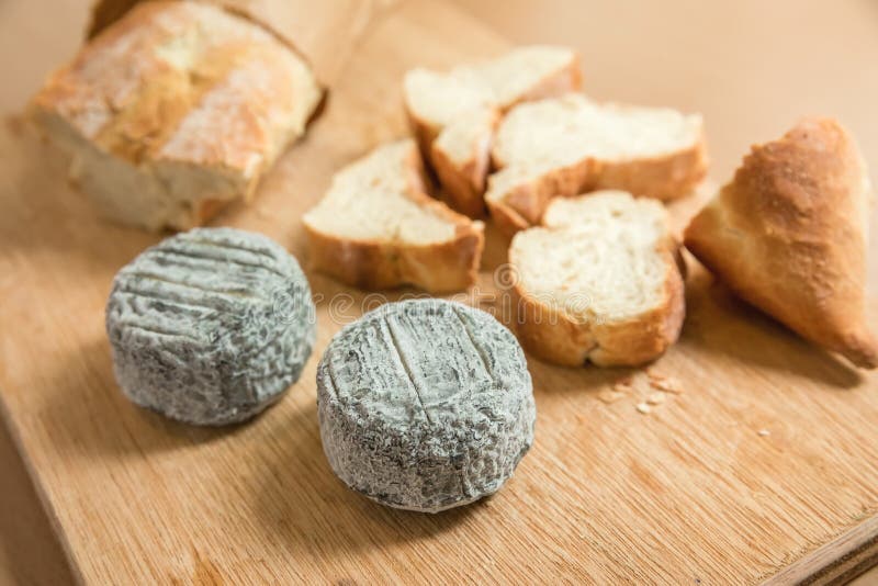 Baguette Bread and Blue Cheese. Breakfast Stock Image - Image of ...