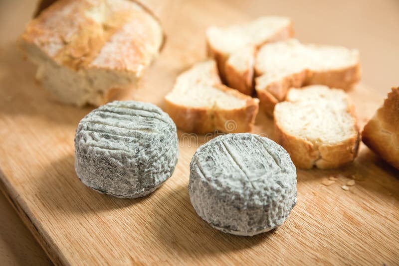 Baguette Bread with Blue Cheese. Close Up Stock Image - Image of ...