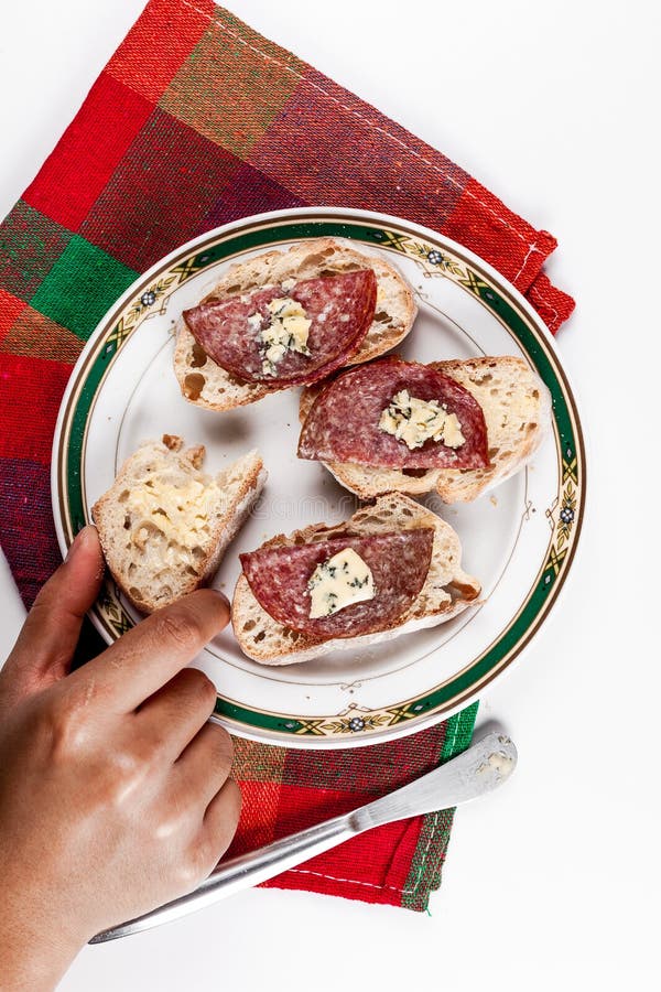 Baguette Bread with Blue Cheese Stock Photo - Image of meal, fresh ...