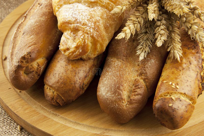 Baguette and croissant stock image. Image of wooden, garlic - 29347785