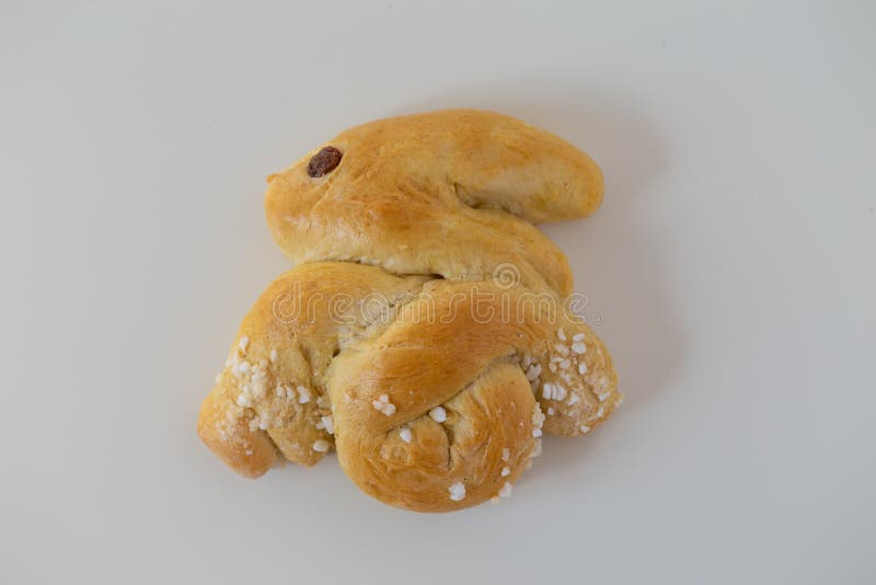 Baguette with Raisins in the Form of an Easter Bunny Rabbit. Close Up ...