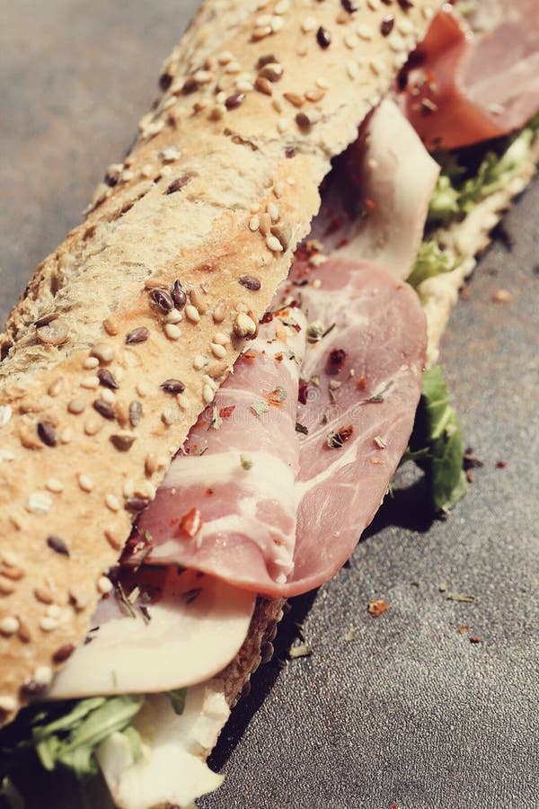 Baguette sandwich stock photo. Image of dinner, cuisine - 74057450