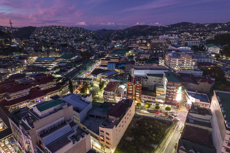 Baguio City, Philippines - Aerial of the City of Baguio in the Evening ...