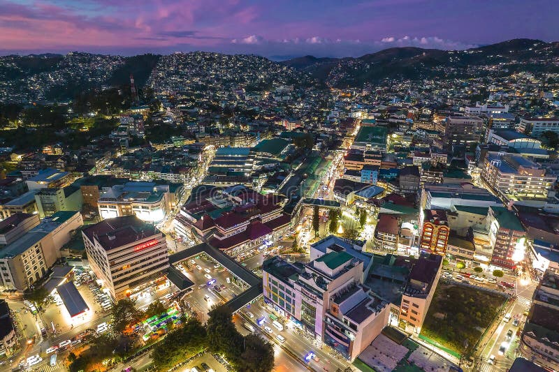 Baguio City, Philippines - Aerial of the City of Baguio in the Evening ...