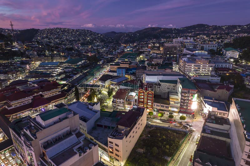 Baguio City, Philippines - Aerial of the City of Baguio in the Evening ...