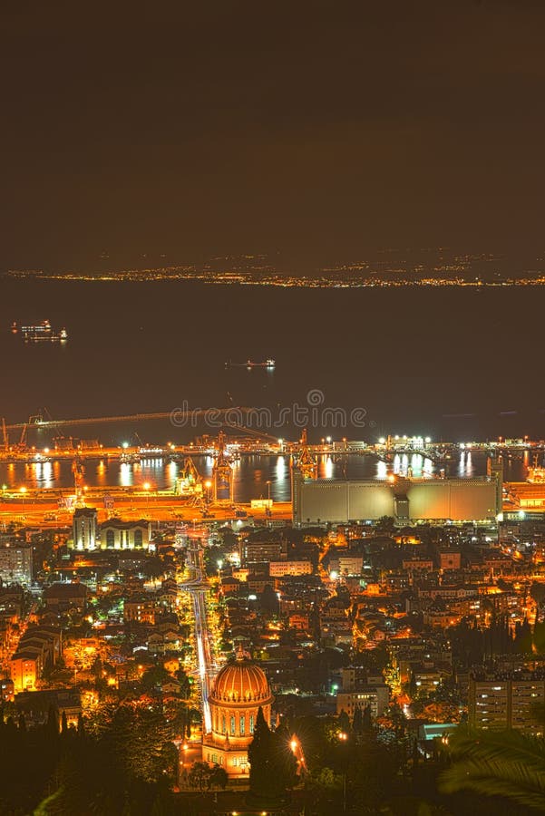 The Bahai Temple in Haifa by Night HDR Stock Image - Image of dusk ...