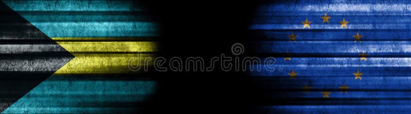 Bahamas and European Union Flags on Black Stock Photo - Image of ...