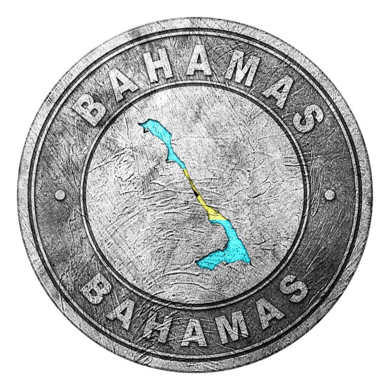 Bahamas Flag Button with Map Stock Illustration - Illustration of ...