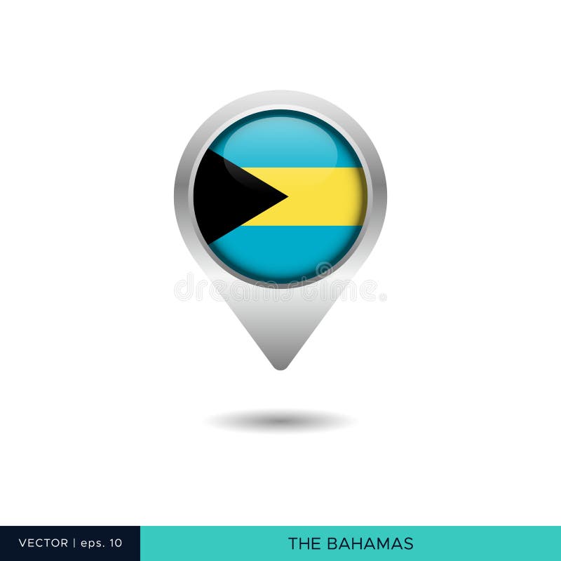 The Bahamas Flag Map Pin Vector Design Template. Stock Vector ...